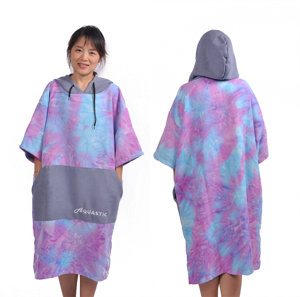 China surf poncho color combination adult hooded towel beach changing ...