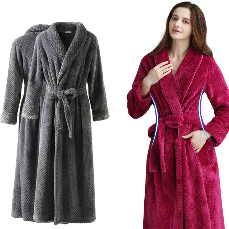China Womens Robe Soft Plush Warm Flannel Spa Long Bathrobe for Ladies ...